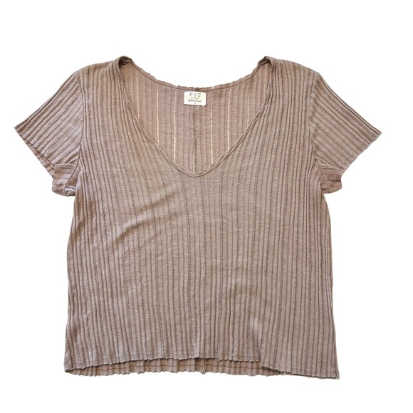 Pst | Tops | Pst Dusty Pink Ribbed Flowy Short Sleeve T Shirt | Poshmark